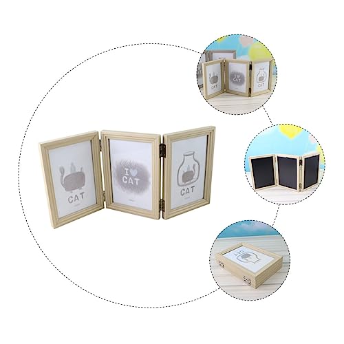 ARTIBETTER Picture Collage 1pc Triple Folding Photo Frame Wooden Pictures Glass Picture Photo Wall Collage Wood Hinged Photo Frame Photo Picture Frame Wooden Three Picture Frame Office