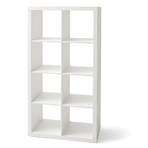 wenyuyu 8-Cube Storage Shelf Organizer Bookshelf System, Display Cube Shelves Compartments Bookcase for Kids, Closet, Bedroom, Bathroom (White)