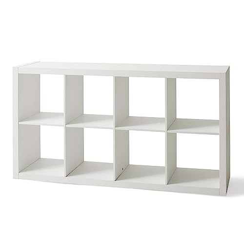 wenyuyu 8-Cube Storage Shelf Organizer Bookshelf System, Display Cube Shelves Compartments Bookcase for Kids, Closet, Bedroom, Bathroom (White)