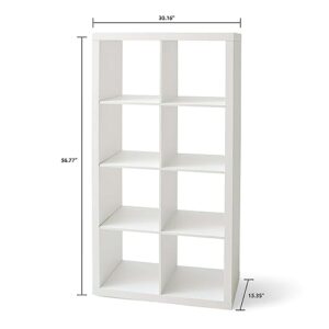 wenyuyu 8-Cube Storage Shelf Organizer Bookshelf System, Display Cube Shelves Compartments Bookcase for Kids, Closet, Bedroom, Bathroom (White)