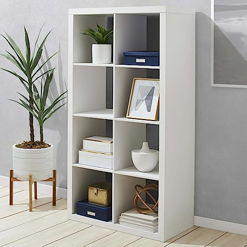 wenyuyu 8-Cube Storage Shelf Organizer Bookshelf System, Display Cube Shelves Compartments Bookcase for Kids, Closet, Bedroom, Bathroom (White)