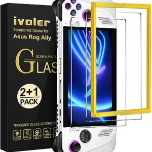 ivoler [2 Pack] Screen Protector Tempered Glass for ASUS ROG Ally Gaming Handheld 7 inch 2023 with [Alignment Frame], Transparent HD Clear Anti-Scratch Screen Protector for ASUS ROG Ally Gaming Handheld-7 inch