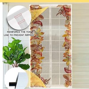 ZOE GARDEN Mushroom Magnetic Screen Door for Sliding/Single/French Doors, Self Sealing Magnets Patio Door Screen Heavy Duty Mesh Curtain, Wild Fall Maple Berry Corn Plant Burlap Autumn