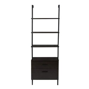 9zH&K 3 Tiers Ladder Bookshelf with Wide Storage Cabinet, Industrial Rustic Brown Wall-Mounted Bookcase Open Display Rack Storage Shelves for Living Room, Bedroom, 23.62"x11.81"x70.87"(LxWxH)