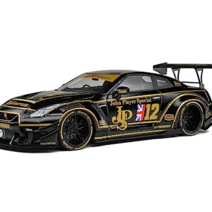 2022 GT-R (R35) RHD (Right Hand Drive) Liberty Walk Type 2" Body Kit #12 Black John Player Special Competition Series 1/18 Diecast Model Car by Solido S1805806