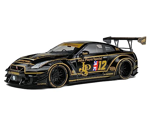 2022 GT-R (R35) RHD (Right Hand Drive) Liberty Walk Type 2" Body Kit #12 Black John Player Special Competition Series 1/18 Diecast Model Car by Solido S1805806