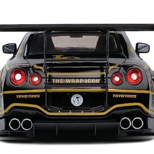 2022 GT-R (R35) RHD (Right Hand Drive) Liberty Walk Type 2" Body Kit #12 Black John Player Special Competition Series 1/18 Diecast Model Car by Solido S1805806