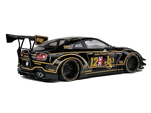 2022 GT-R (R35) RHD (Right Hand Drive) Liberty Walk Type 2" Body Kit #12 Black John Player Special Competition Series 1/18 Diecast Model Car by Solido S1805806