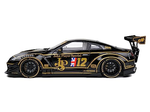 2022 GT-R (R35) RHD (Right Hand Drive) Liberty Walk Type 2" Body Kit #12 Black John Player Special Competition Series 1/18 Diecast Model Car by Solido S1805806