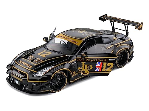 2022 GT-R (R35) RHD (Right Hand Drive) Liberty Walk Type 2" Body Kit #12 Black John Player Special Competition Series 1/18 Diecast Model Car by Solido S1805806