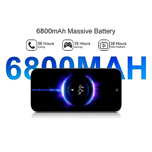 ExAchat A14 Pro Max 5G Smartphone Unlocked,6.82" FHD+ Display 120HzD 6GB+256GB Android13 PhoneUnlocked 64MP Camera 6800mAh Dual SIM Cell Phone with Headset/GPS/Fingerprint/Face ID