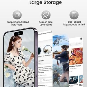 ExAchat A14 Pro Max 5G Smartphone Unlocked,6.82" FHD+ Display 120HzD 6GB+256GB Android13 PhoneUnlocked 64MP Camera 6800mAh Dual SIM Cell Phone with Headset/GPS/Fingerprint/Face ID