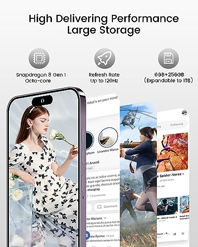 ExAchat A14 Pro Max 5G Smartphone Unlocked,6.82" FHD+ Display 120HzD 6GB+256GB Android13 PhoneUnlocked 64MP Camera 6800mAh Dual SIM Cell Phone with Headset/GPS/Fingerprint/Face ID