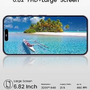 ExAchat A14 Pro Max 5G Smartphone Unlocked,6.82" FHD+ Display 120HzD 6GB+256GB Android13 PhoneUnlocked 64MP Camera 6800mAh Dual SIM Cell Phone with Headset/GPS/Fingerprint/Face ID