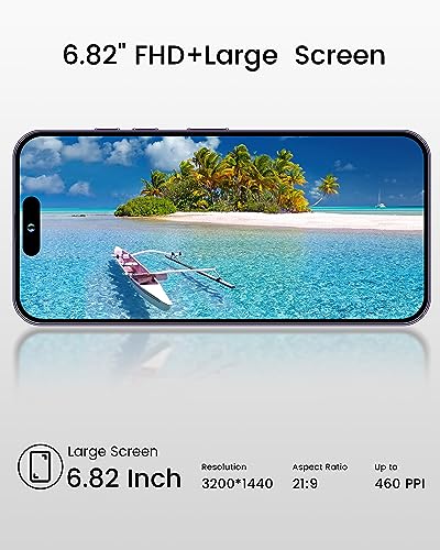 ExAchat A14 Pro Max 5G Smartphone Unlocked,6.82" FHD+ Display 120HzD 6GB+256GB Android13 PhoneUnlocked 64MP Camera 6800mAh Dual SIM Cell Phone with Headset/GPS/Fingerprint/Face ID