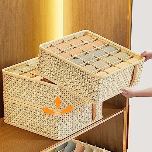 HABURN Underwear Drawer Organizer, Underwear Drawer Organizer and Closet Dividers, Clothing Storage Organizers Box, Drawer Organizer, Storage Box for Clothes, Socks, Underwear, Ties, Panties