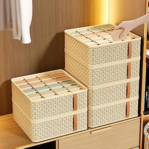 HABURN Underwear Drawer Organizer, Underwear Drawer Organizer and Closet Dividers, Clothing Storage Organizers Box, Drawer Organizer, Storage Box for Clothes, Socks, Underwear, Ties, Panties