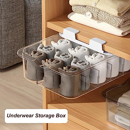 degtnb 1 Set of Underwear Storage Box - Large Capacity, Multi-compartments, Dustproof, Space-Saving, Drawer Style Sock and Bras Organizer, Ideal Home Supplies