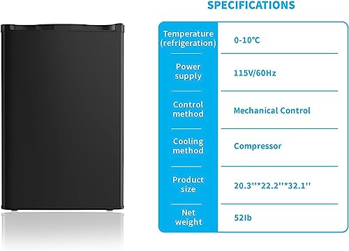 Anpuce 4.5 Cu. Ft Compact Refrigerator-Mini fridge Upright Freezers for Dorm, Garage, Camper, Basement, or Office, Single Door Black