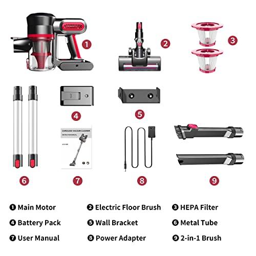 14000+ Positive 5.0 Revi ew s Cordless Vacuum Cleaner, Stick Vacuum Up to 35 Mins Runtime, 4-in-1 Vacuum Cleaner with 2200mAh Rechargeable Battery,Stick Vacuum for Hardwood Floor Pet Hair