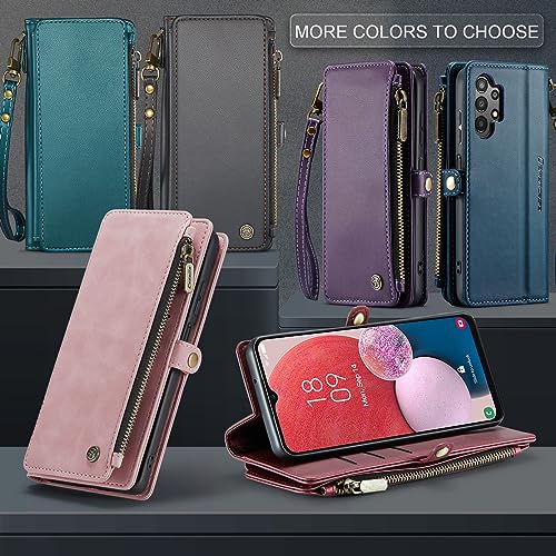 Defencase Galaxy A32 5G Case, RFID Blocking Samsung Galaxy A32 5G Case Wallet for Women and Men with Card Holder, Zipper Magnetic Flip PU Leather Protective Samsung Galaxy A32 5G Phone Case, Purple