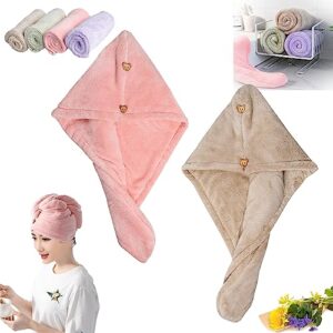 rjdj beautidry hair drying towel, microfiber hair towel wrap for curly hair, towel turban for wet hair, hair turbans for wet hair, anti frizz head towels wrap (pink+apricot)