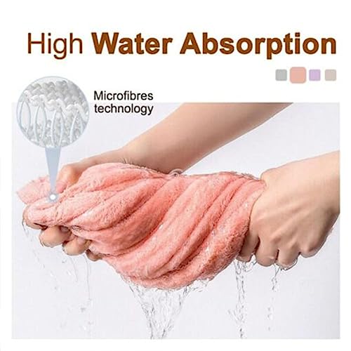 RJDJ Beautidry Hair Drying Towel, Microfiber Hair Towel Wrap for Curly Hair, Towel Turban for Wet Hair, Hair Turbans for Wet Hair, Anti Frizz Head Towels Wrap (Pink+Apricot)