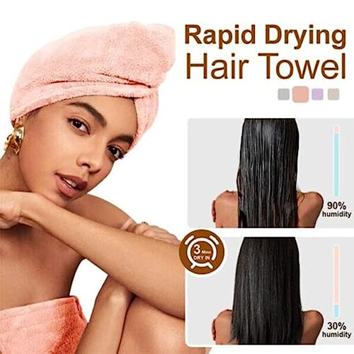 RJDJ Beautidry Hair Drying Towel, Microfiber Hair Towel Wrap for Curly Hair, Towel Turban for Wet Hair, Hair Turbans for Wet Hair, Anti Frizz Head Towels Wrap (Pink+Apricot)