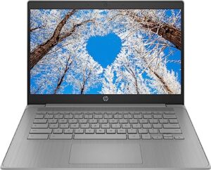 hp flagship chromebook 14 hd student laptop, intel pentium quad-core n4120 processor, 4gb ram, 64gb emmc, wi-fi 5, webcam, bluetooth, zoom meeting, chrome os, w/gm accessory