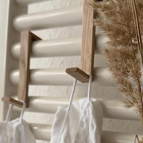 Bamboo Towel Holder with Magnet (1 Pair) - No Drilling Bathroom Wall Towel Rack for Sustainable Towel Storage