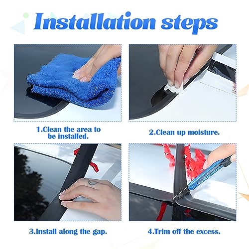 BESULEN 26 Ft Car Windshield Weather Stripping, 14mm+19mm T Shape Adhesive Rubber Seal Strip, Auto Sunroof Sealing Gasket, Front Rear Windshield Trim Stripping Leak Sound Proofing Weatherstrip