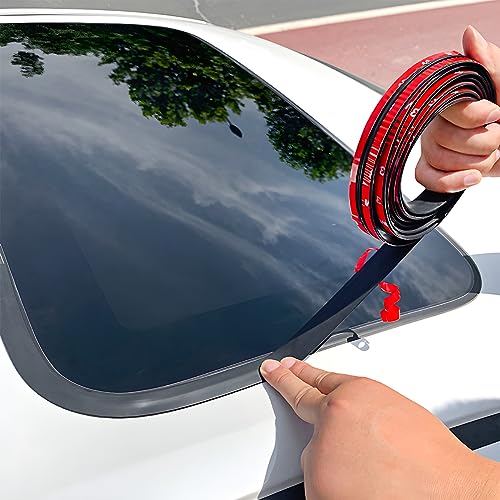 BESULEN 26 Ft Car Windshield Weather Stripping, 14mm+19mm T Shape Adhesive Rubber Seal Strip, Auto Sunroof Sealing Gasket, Front Rear Windshield Trim Stripping Leak Sound Proofing Weatherstrip