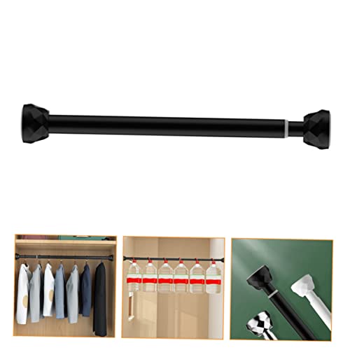 Vaguelly Telescopic Rod Hanging Coat Rack Wall Mounted Collapsible Wall Drying Rack Wall Mounted Holder Iron Pipe Brackets Curtain Rod Metal Pipe Bracket Nail-free Clothing Hanger Black