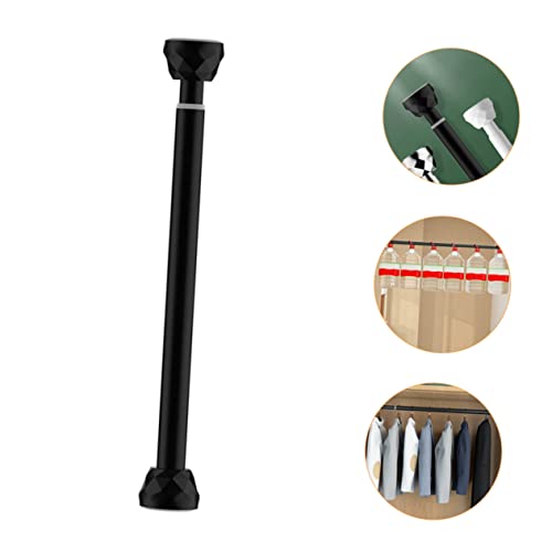 Vaguelly Telescopic Rod Hanging Coat Rack Wall Mounted Collapsible Wall Drying Rack Wall Mounted Holder Iron Pipe Brackets Curtain Rod Metal Pipe Bracket Nail-free Clothing Hanger Black