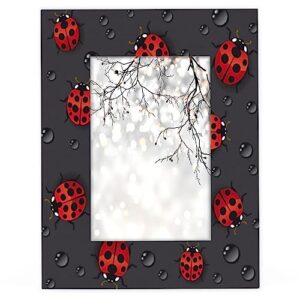 pofato 3d seven star ladybug 4x6 picture frame wood photo frame for tabletop display wall mount picture frame display 4x 6 inch photo wall decor home gift frames