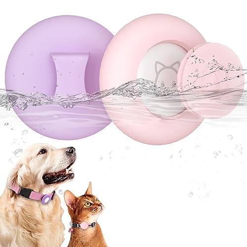 SimpleThings Waterproof Airtag Dog Collar Holder, Anti-Lost Protective Case Cover Compatible with Apple Airtag GPS Tracker, Silicone Air Tag Holder Designed for Cats Dogs Collars