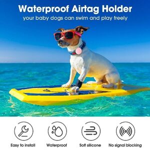 SimpleThings Waterproof Airtag Dog Collar Holder, Anti-Lost Protective Case Cover Compatible with Apple Airtag GPS Tracker, Silicone Air Tag Holder Designed for Cats Dogs Collars