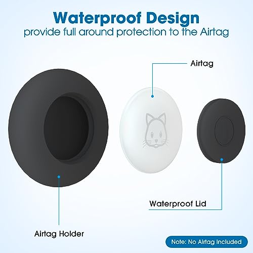 SimpleThings Waterproof Airtag Dog Collar Holder, Anti-Lost Protective Case Cover Compatible with Apple Airtag GPS Tracker, Silicone Air Tag Holder Designed for Cats Dogs Collars