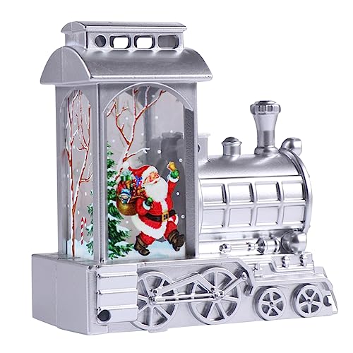 OSALADI 1Pc Christmas Lighted Water Lantern LED Lanterns Glitter Water Lantern Desk lamp Train Swirling Glittering Snow Globe krathong Snowball Holiday Lights Party Supplies to Rotate