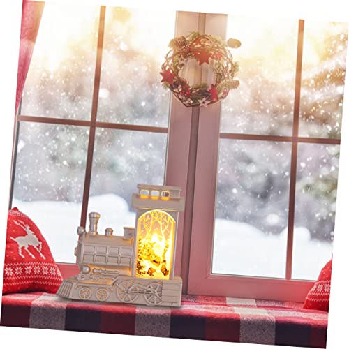 OSALADI 1Pc Christmas Lighted Water Lantern LED Lanterns Glitter Water Lantern Desk lamp Train Swirling Glittering Snow Globe krathong Snowball Holiday Lights Party Supplies to Rotate