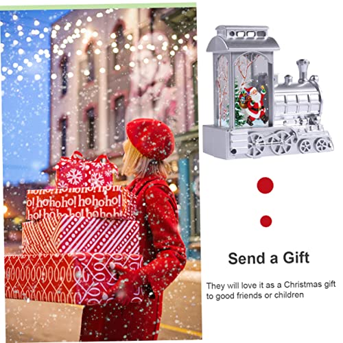 OSALADI 1Pc Christmas Lighted Water Lantern LED Lanterns Glitter Water Lantern Desk lamp Train Swirling Glittering Snow Globe krathong Snowball Holiday Lights Party Supplies to Rotate