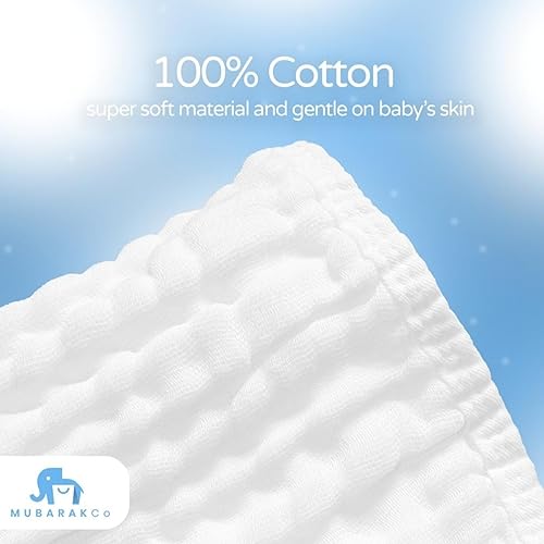 Mubarak Co Pack of 10 Burp Cloths for Both Baby Girl & Baby Boy -Our burping Cloths for Babies are Large 20'' by 10' Super Absorbent Burpy Cloths for Unisex