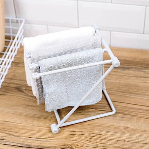 Countertop Dishcloth Drying Rack for Kitchen, 4 Arms Folding Dishcloth Holder, Vertical Hand Towel Stand, Kitchen Rag Holder, Dishcloth Storage Rack, Dish Rag Cloth Holder for Home(Light Gray)