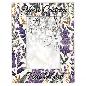 mardesigns purple lavender personalized 5x7 picture frame,rustic flowers customized wooden photo picture frame fits 5x7 & 4x6 picture for wall and table vertical or horizontal display photo frame