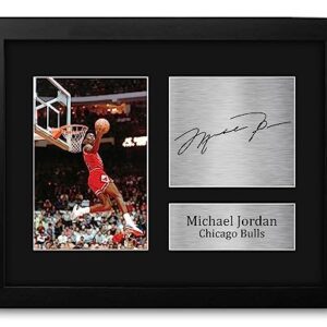 HWC Trading Michael Jordan Framed Gift Signed Printed Autograph Chicago Bulls Photo Display - US Letter Size