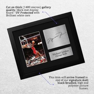 HWC Trading Michael Jordan Framed Gift Signed Printed Autograph Chicago Bulls Photo Display - US Letter Size