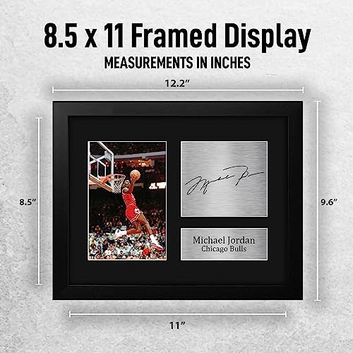 HWC Trading Michael Jordan Framed Gift Signed Printed Autograph Chicago Bulls Photo Display - US Letter Size