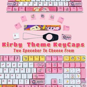 Kirby Pink XDA Keycaps for MX Switches Cute Japanese Anime Mechanical Gaming Keyboard, PBT Custom Key Caps Set