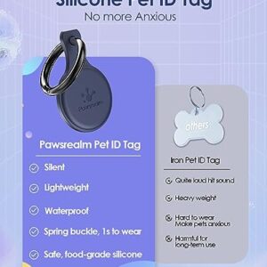 PawsRealm NFC & QR Code Pet ID Tag, Silicone Silent Dog Tag, Cat Name Tag, Personalized Customized Dog Tag, Modifiable Pet Online Profile, Instant Pet Location Alert Email, Anti-Lost Function