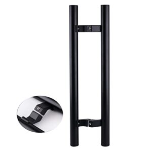 sucheta 24/32/47 inch heavy duty door handle,sliding barn door matte black stainless steel pipe handle set,for interior and exterior door (size: 80cm (32"))